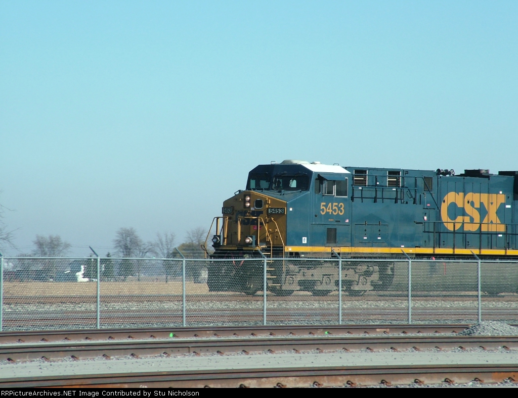 CSX 5453 rolls by the North Baltimore Intermodal Yard shortly before it officially opened in 2010.